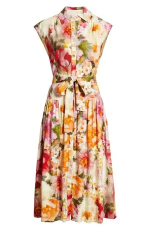 Julia Jordan Floral Print Tie Waist Midi Dress