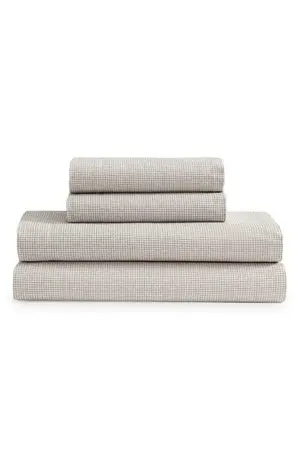 Calvin Klein Broken Grid 200 Thread Count Cotton Percale Sheet Set - Medium Beige