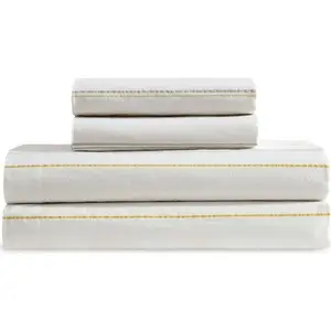 Calvin Klein Pinstripes 200 Thread Count Cotton Percale Sheet Set - Light/medium Yellow