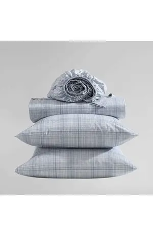 Calvin Klein Multi Grid 200 Thread Count Cotton Percale Sheet Set