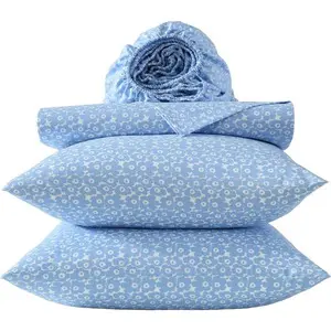 Marimekko Pikkuinen Unikko Cotton Sheet Set Light/medium Blue