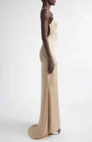 TOM FORD Crystal Chain Satin Gown - Beige/crystal