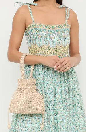 LOEFFLER RANDALL Kylie Raffia Drawstring Pouch