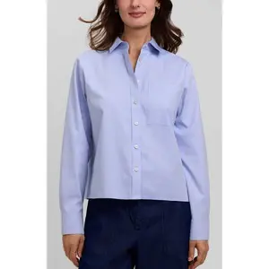 Foxcroft Jodie Cotton Button-up Shirt - Blue Wave