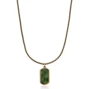MR. ETTIKA Dog Tag Necklace With Stone Inlay - Green
