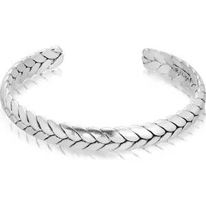 MR. ETTIKA Braided Cuff Bracelet In Plate - Silver