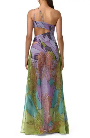 Naked Wardrobe Print Sheer Chiffon Cutout Maxi Dress