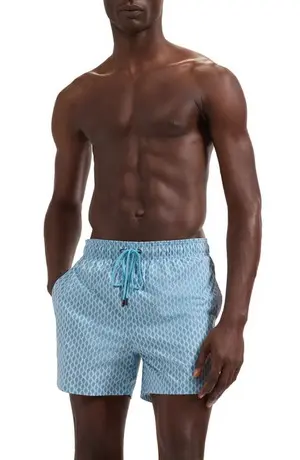 Bugatchi Cruz Print Swim Trunks