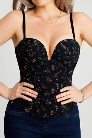 POPILUSH Underwire Lace Corset Bustier With Convertible Straps - Flora