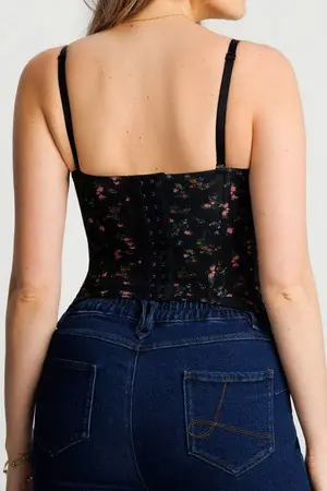 POPILUSH Underwire Lace Corset Bustier With Convertible Straps - Flora