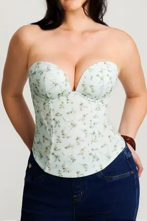 POPILUSH Popilush Underwire Lace Corset Bustier With Convertible Straps Grass