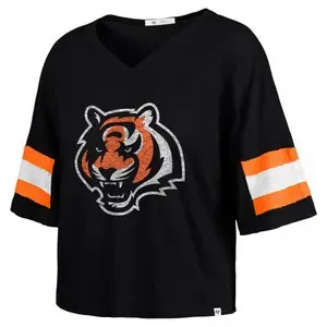 '47 47 Cincinnati Bengals Double Header Scout Cropped V-neck T-shirt