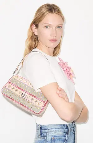 Tory Burch Small Embellished Shoulder Bag - Pink/gray