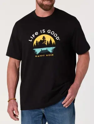 LIFE IS GOOD Big & Tall Happy Hour Graphic T-shirt - Black