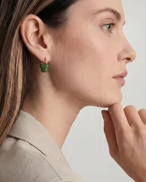 SEREE Fay Beaded Jade Hoop Earrings - Green
