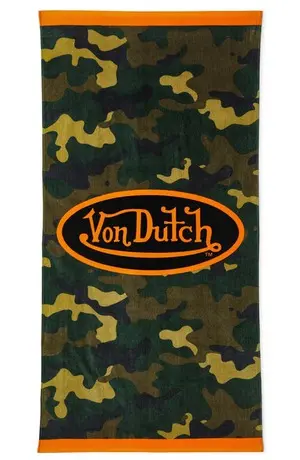 VON DUTCH Iconic Y2k 100% Cotton 30"x60" Beach Towel - Camo