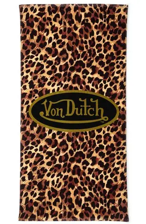 VON DUTCH Iconic Y2k 100% Cotton 30"x60" Beach Towel - Leopard