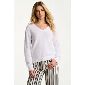 Lisa Todd Heartfelt Cotton Sweater - White