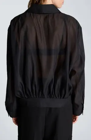 KENNETH COLE Sheer Sleeve Bomber Jacket