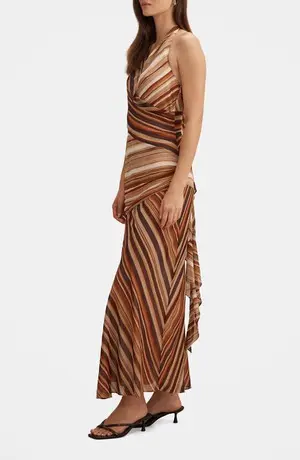 EVER NEW Halterneck Striped Maxi Dress