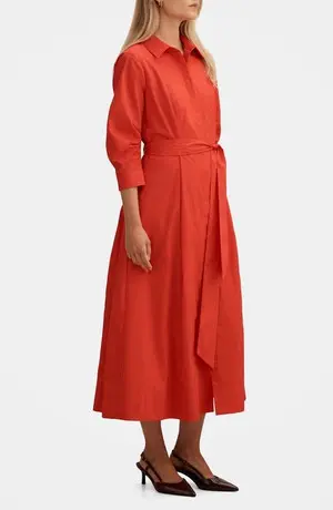 EVER NEW Sally Tie Belt Cotton Midi Shirtdress