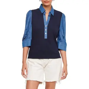 Fifteen Twenty Camden Mixed Media Henley Top
