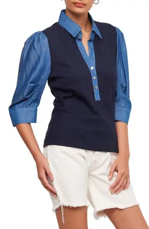 Fifteen Twenty Camden Mixed Media Henley Top