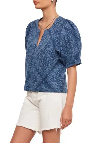 Fifteen Twenty Puff Sleeve Scarf Top