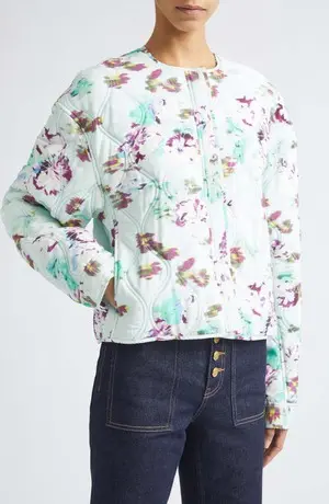 Ulla Johnson Lilith Quilted Silk Jacket With Removable Scarf