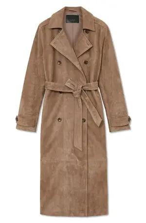 REISS Ester Suede Trench Coat