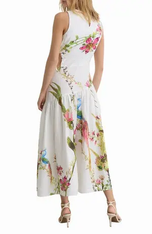 REISS Bianca Floral Cutout Midi Dress