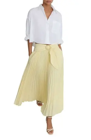 REISS Amelie Belted Pleated Skirt
