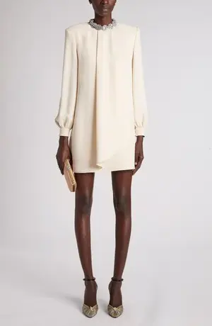Valentino Garavani Rhinestone Embellished Silk Cady Minidress