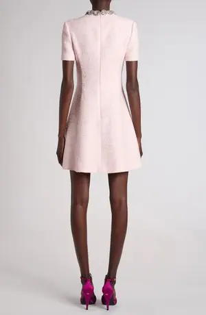 Valentino Garavani Rhinestone Embellished Tweed Mini Dress