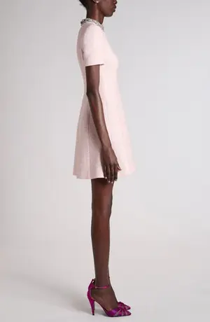 Valentino Garavani Rhinestone Embellished Tweed Mini Dress