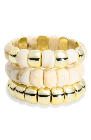 PANACEA Set Of 3 Beaded Resin Stretch Bracelets - Ivory