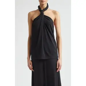 TOTEME Twisted Jersey Halter Top - Black