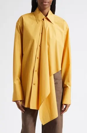 Ossou Relaxed Fit Cascade Front Button-up Shirt - Marigold