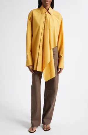 Ossou Relaxed Fit Cascade Front Button-up Shirt - Marigold