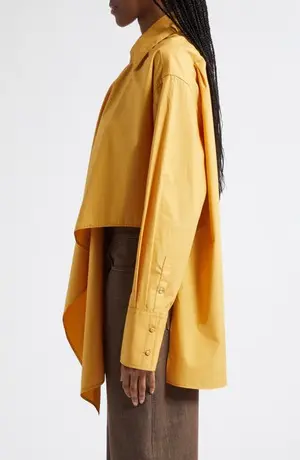 Ossou Relaxed Fit Cascade Front Button-up Shirt - Marigold