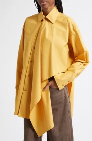 Ossou Relaxed Fit Cascade Front Button-up Shirt - Marigold