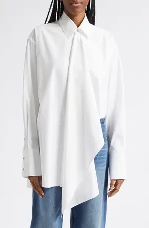 Ossou Tess Relaxed Fit Cascade Front Button-up Shirt - Milk