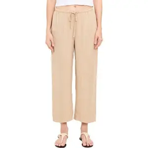 Michael Stars Linen Blend Wide Leg Drawstring Pants - Macadamia