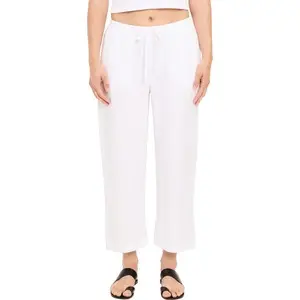 Michael Stars Linen Blend Wide Leg Drawstring Pants - White