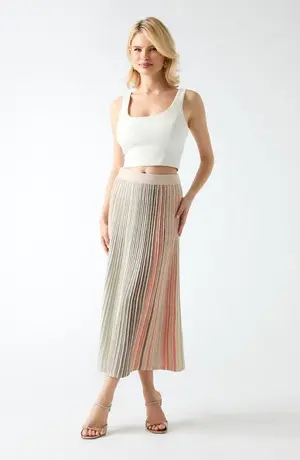 MARCIANO Rosy Pleat Knit Midi Skirt