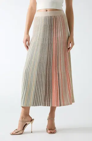 MARCIANO Rosy Pleat Knit Midi Skirt - Brown