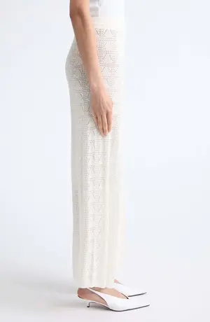 Loulou De Saison Seashell-patterned Pointelle Knit Pull-on Pants