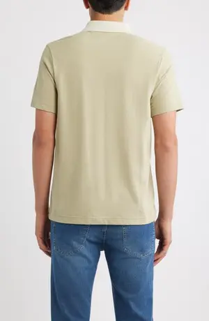 BOSS Parlay Contrast Collar Cotton Polo - Open Beige