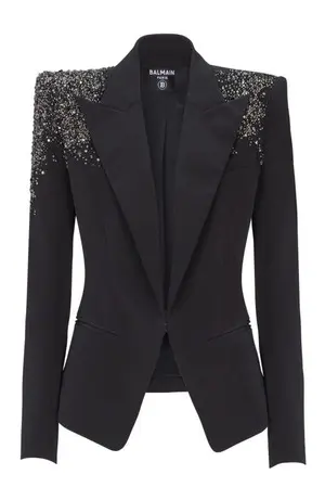 Balmain Crepe Jacket With Amethyst Embroidery