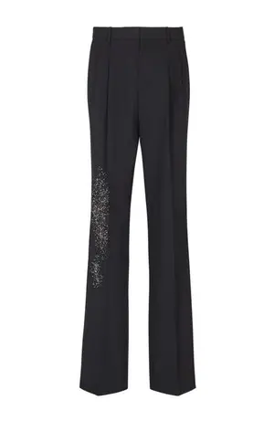 Balmain Pleated Wool Trousers With "sand Effect" Embroidery